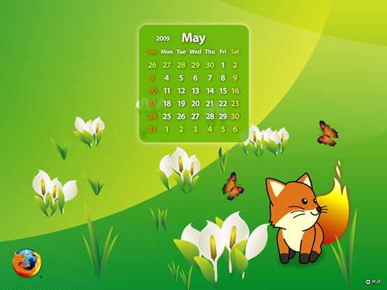 Download Cute Firefox Themed Monthly Calendar Wallpapers